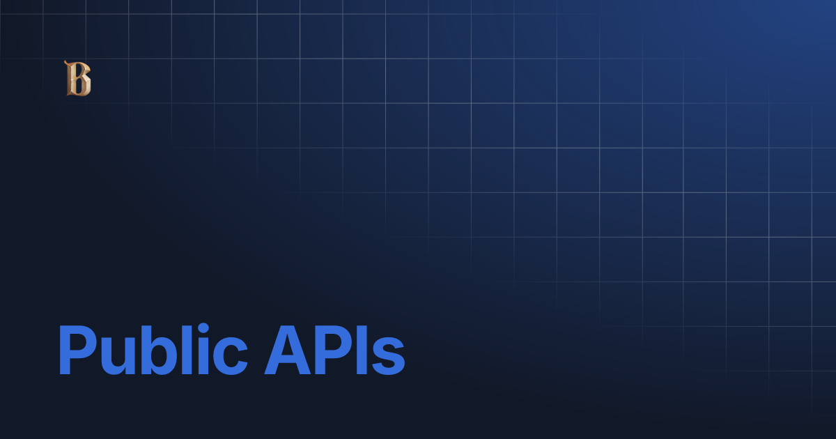 Public APIs | BLOCKLORDS WIKI